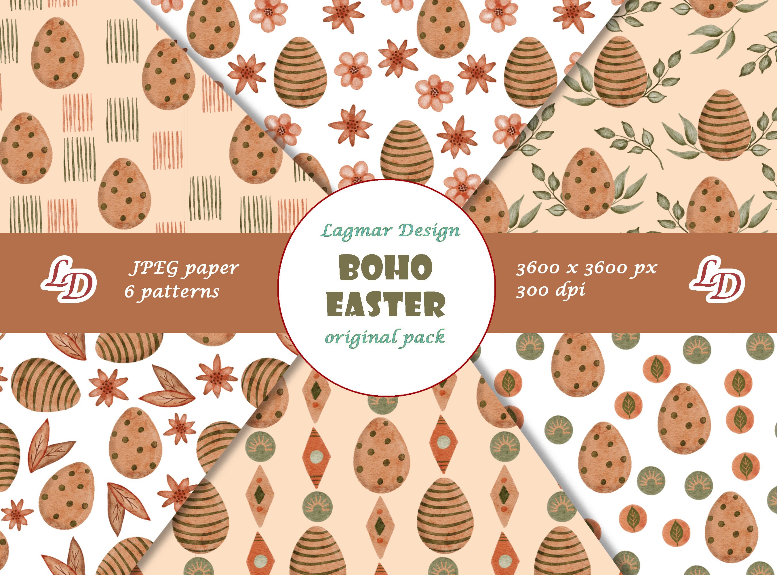 Boho Easter Digital Paper Beige Seamless Pattern File Easter - Etsy