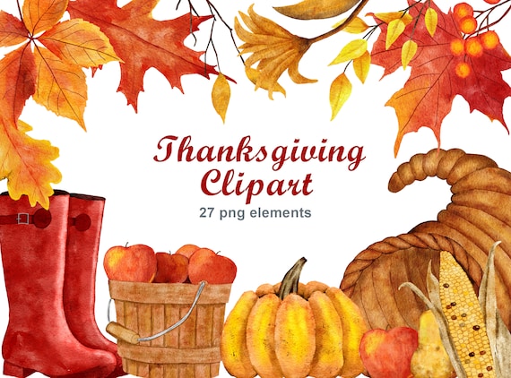 Thanksgiving Clipart PNG Digital Files Fall Autumn Leaves - Etsy