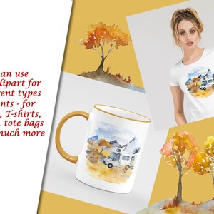 Camping Clipart, Fall Landscape Mountain Clip Art, Trailer Camper Camp ...