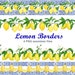 Lemon Seamless Border PNG, Summer Frame File, Citrus Fruit Wedding ...