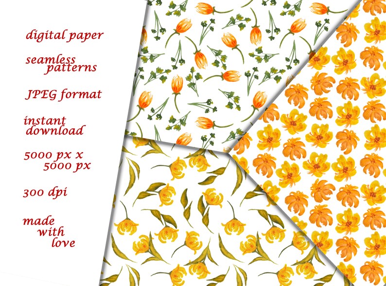 Floral Spring Digital Paper Pack / Pastel Flower Seamless | Etsy