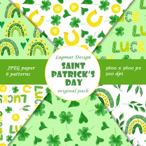St Patricks Day Digital Paper, Spring Shamrock Seamless Pattern File ...