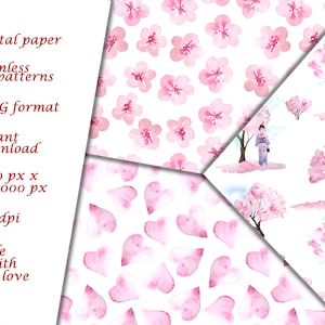 Sakura Digital Paper / Floral Spring Digital Paper / Cherry Blossom ...