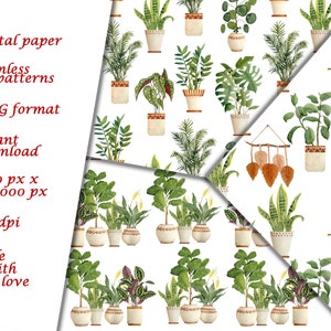 Digital Plants Paper, Potted House Plants Digital Paper, Macrame ...