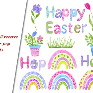 Easter Bunnies Clipart, Rainbow Rabbit Clip Art Png File, Pastel ...