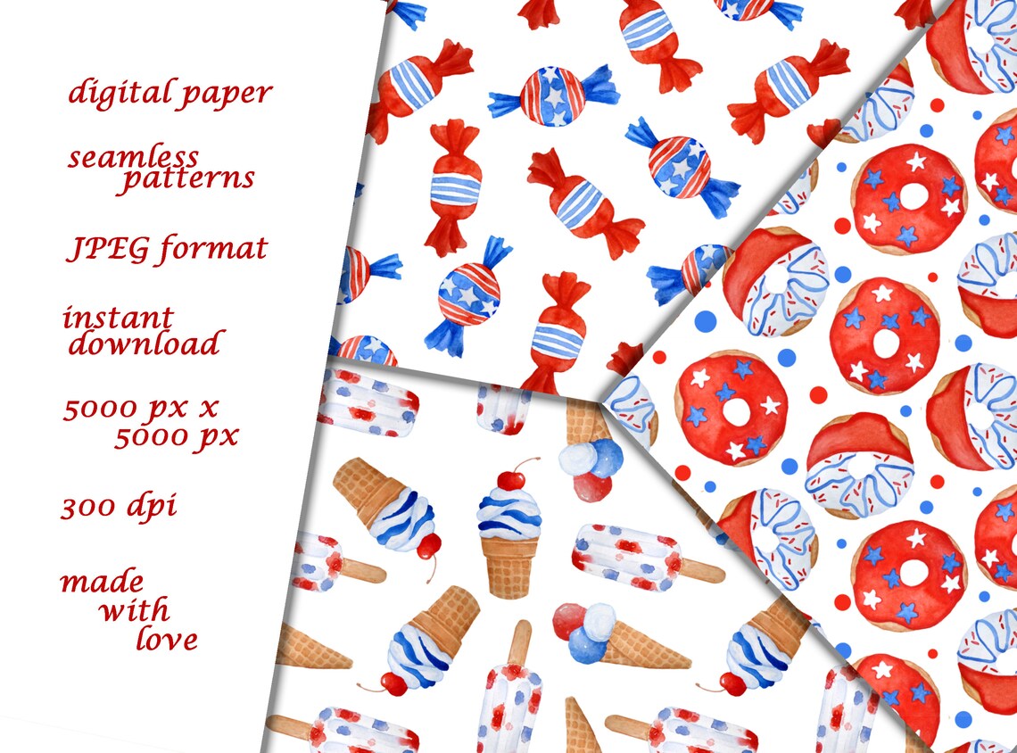 4th of July Digital Paper / Patriotic Independence Day - Etsy