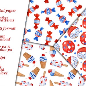 4th of July Digital Paper / Patriotic Independence Day Seamless Pattern ...