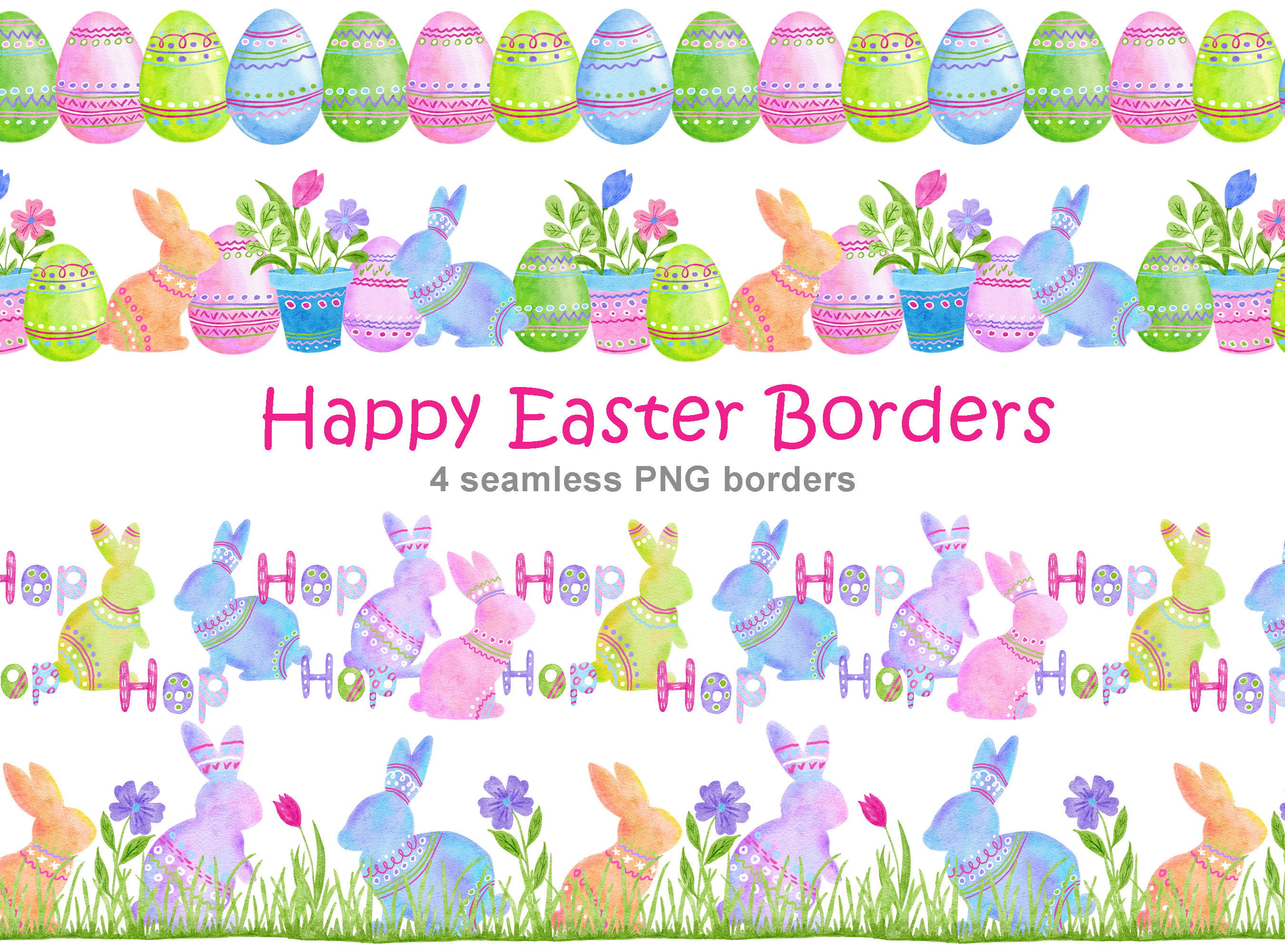 Easter Bunnies Seamless Png Border Rabbit Clipart Frame File - Etsy UK