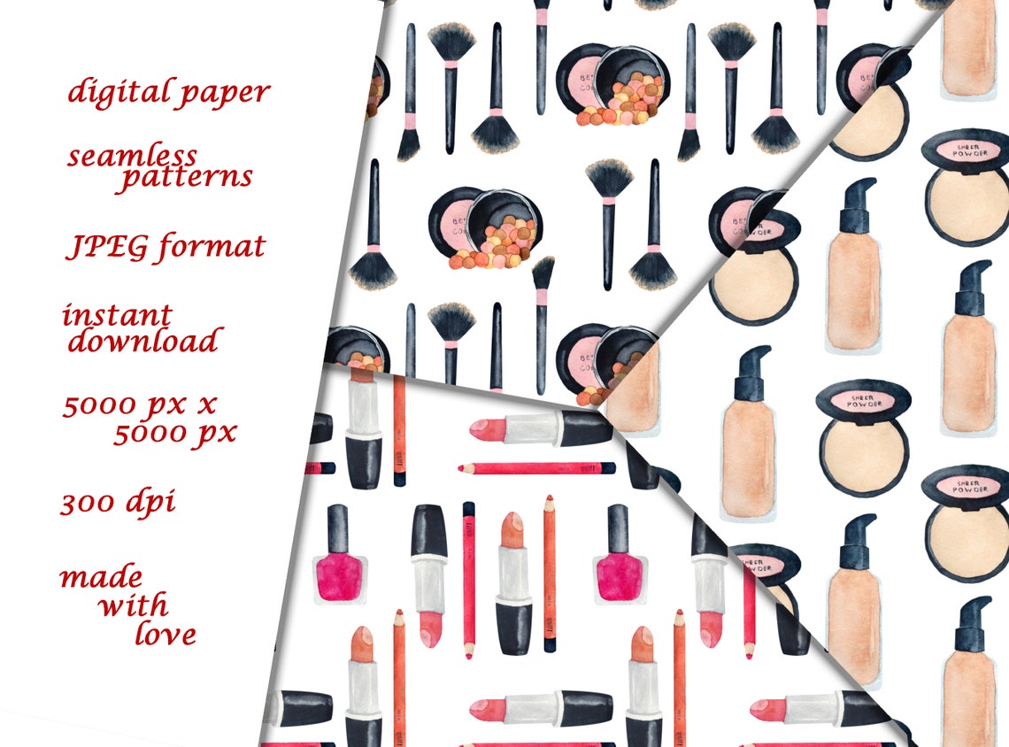 Makeup digital paper Lipstick seamless pattern files | Etsy