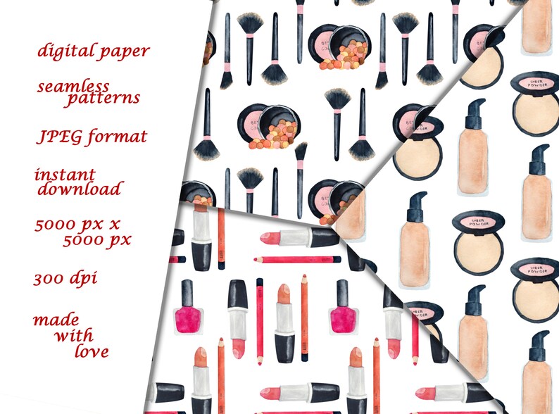 Makeup Digital Paper Lipstick Seamless Pattern Files - Etsy
