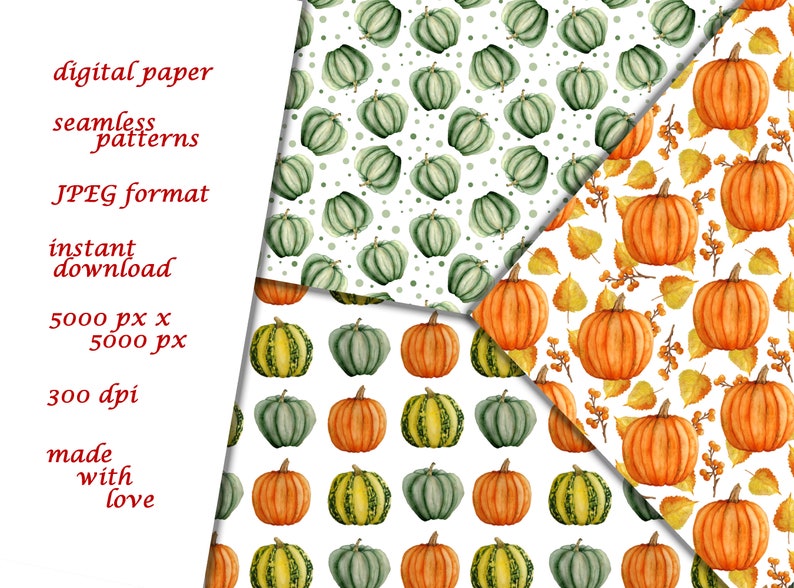 Pumpkin Digital Paper Fall Seamless Pattern Files Halloween | Etsy