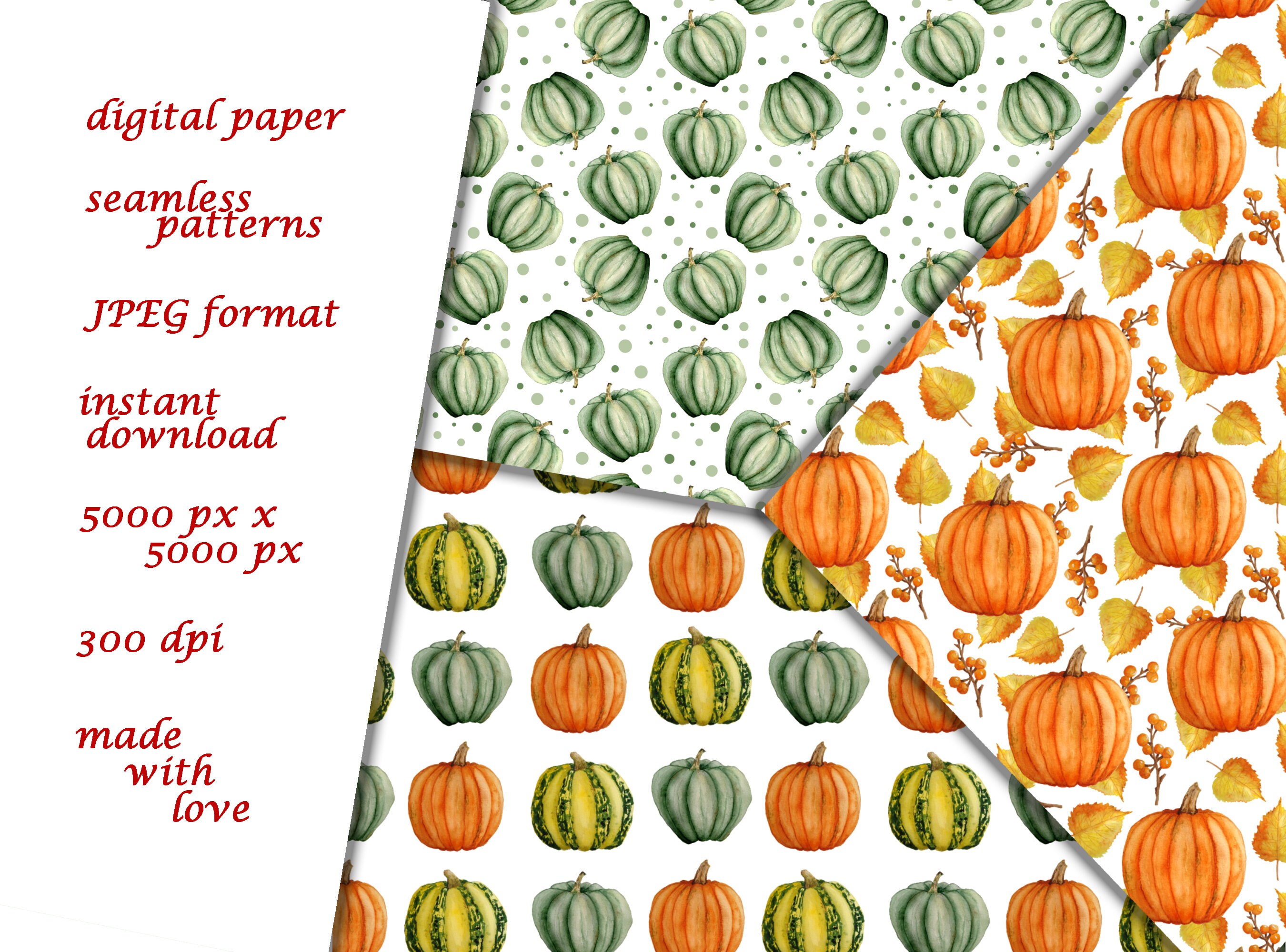 Pumpkin Digital Paper, Fall Seamless Pattern Files, Halloween ...