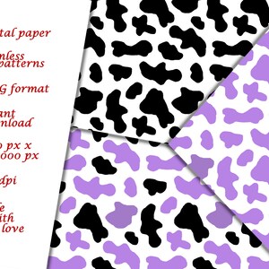 Pastel Purple Cow Print Seamless Pattern File, Pansy Digital Paper ...
