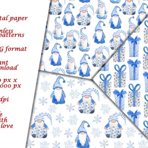 Nordic Gnomes Digital Paper, Scandinavian Seamless Pattern Files ...