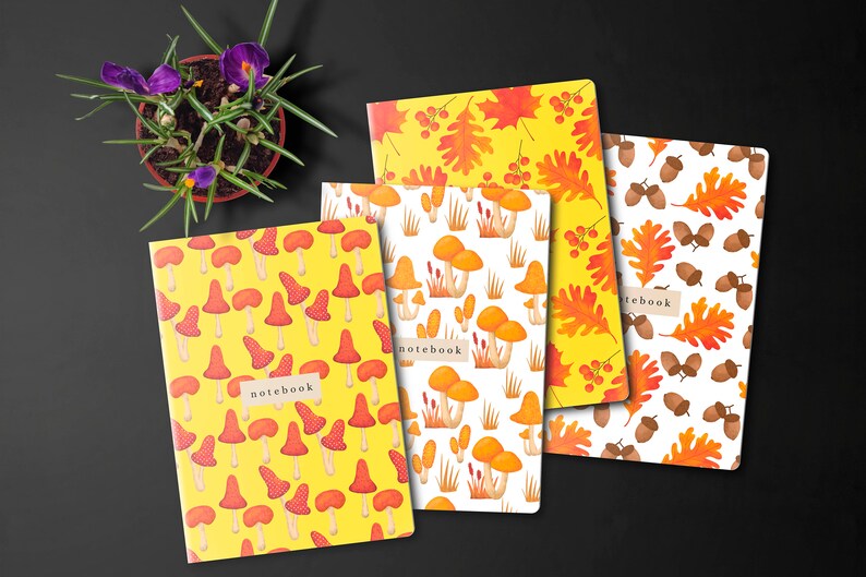 Forest Mushroom Digital Paper, Fall Autumn Leaves Berries Seamless ...