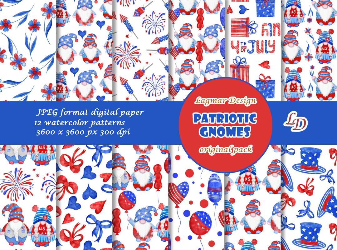 Patriotic Digital Paper, Fourth 4th of July Seamless Pattern Files ...