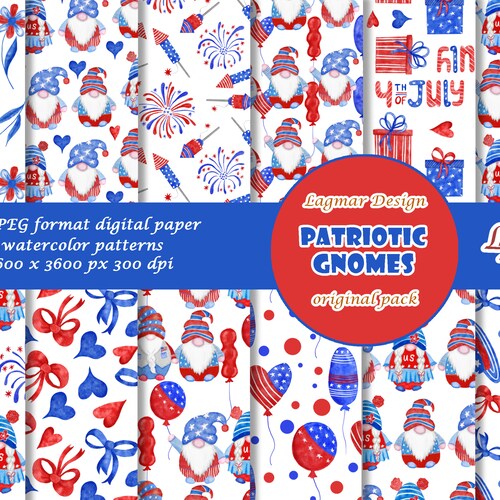 Independence Day Rainbow Digital Paper / Patriotic 4th of July - Etsy