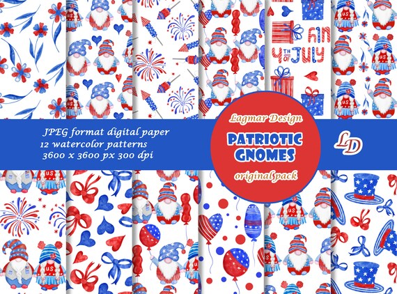 Patriotic Digital Paper Fourth 4th of July Seamless Pattern - Etsy