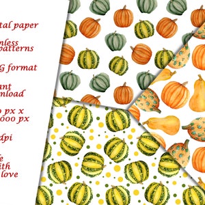 Pumpkin Digital Paper, Fall Seamless Pattern Files, Halloween ...