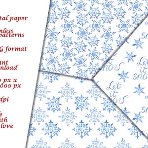 Snowflake Digital Paper, Frozen Winter Digital Paper, Christmas ...