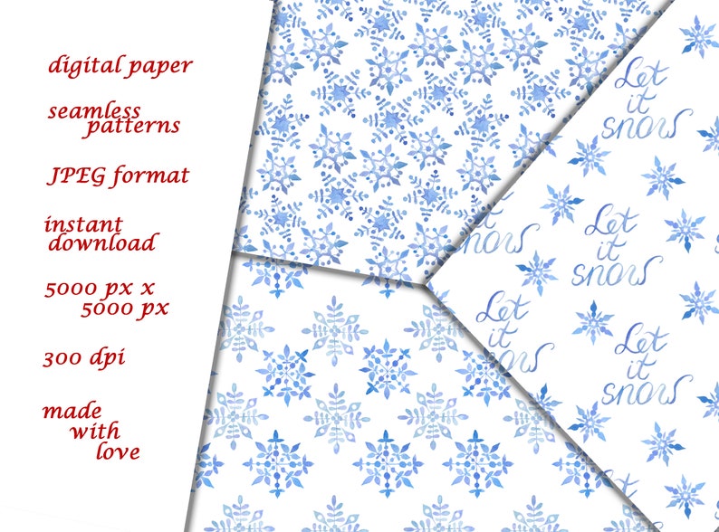 Snowflake Digital Paper Frozen Winter Digital Paper - Etsy