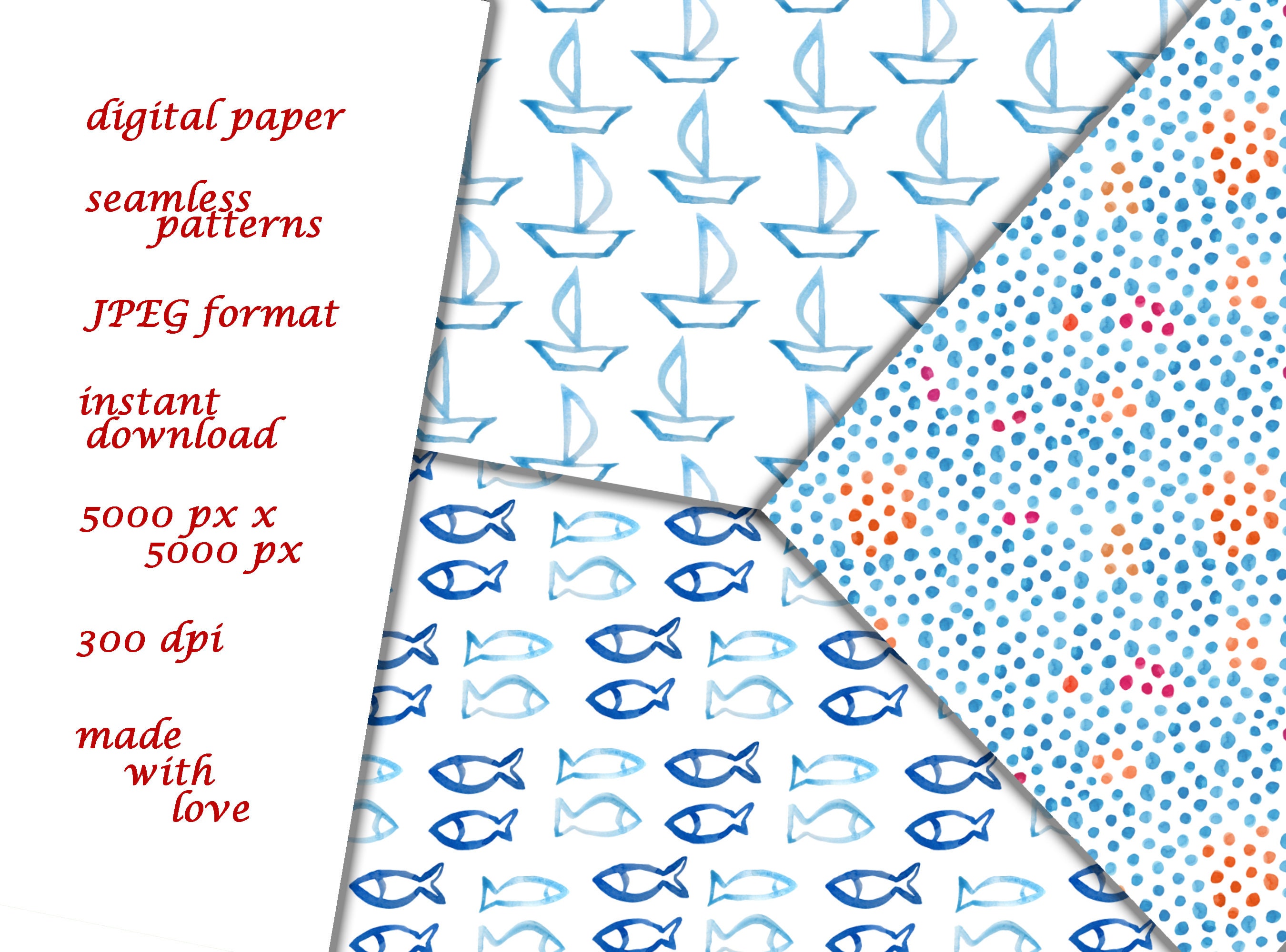 Beach Digital Paper Summer Digital Paper Nautical Seamless | Etsy