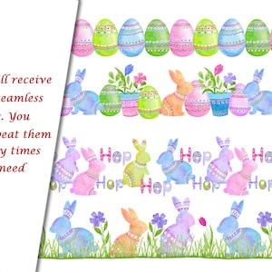 Easter Bunnies Seamless Png Border, Rabbit Clipart Frame File, Pastel ...