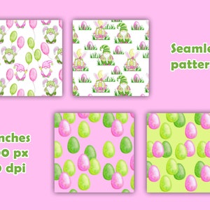 Easter Gnomes Digital Paper, Easter Eggs Seamless Pattern File, Pastel ...