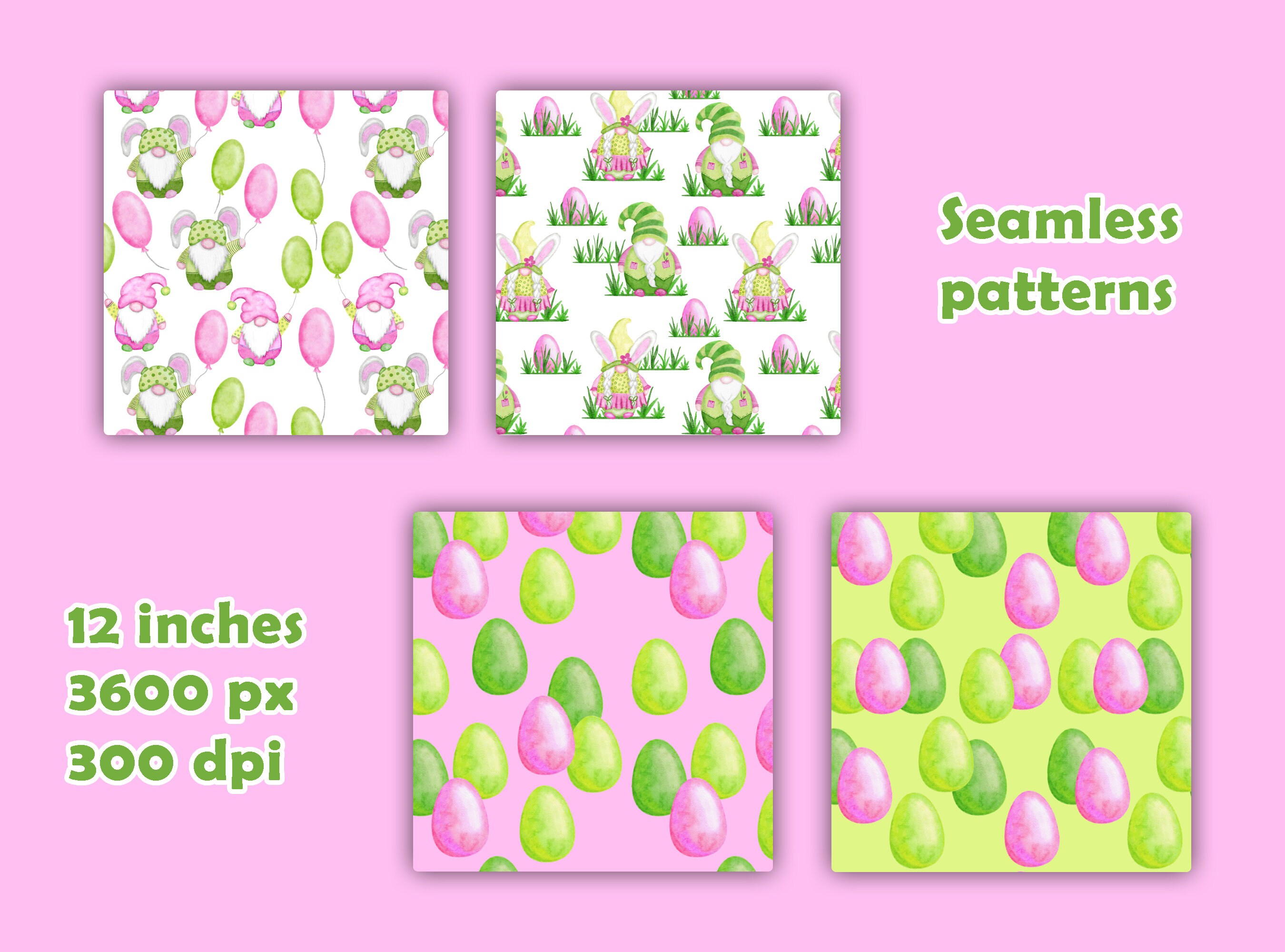 Easter Gnomes Digital Paper, Easter Eggs Seamless Pattern File, Pastel ...