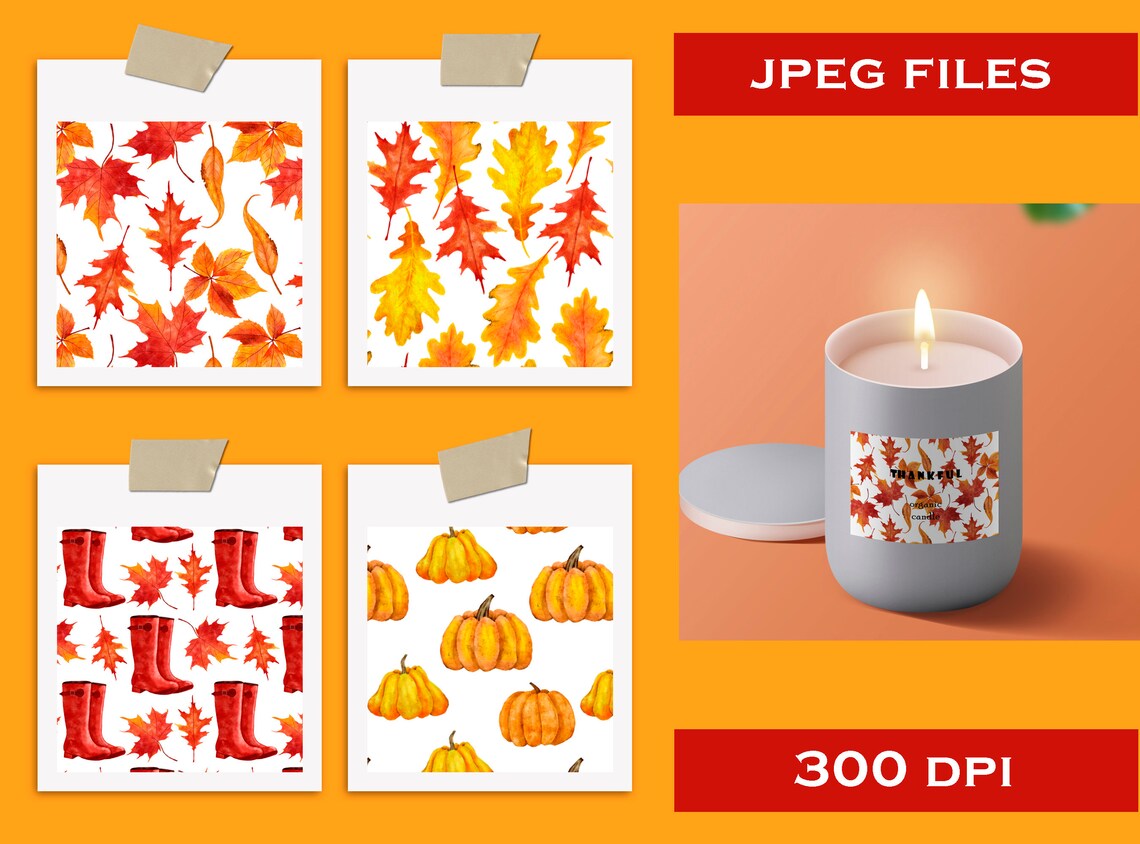 Thanksgiving Digital Paper, Fall Autumn Seamless Pattern File, Leaves ...