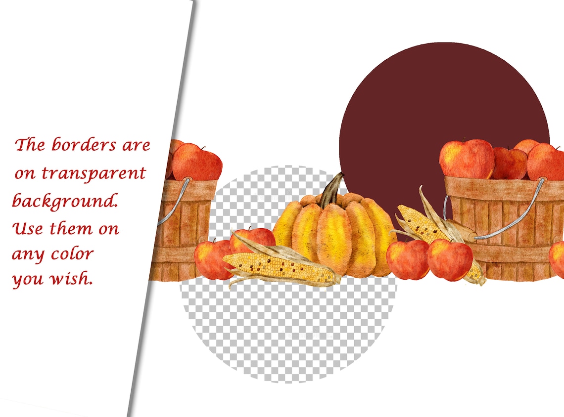 Thanksgiving Seamless Border Clipart PNG Digital Frame Files - Etsy
