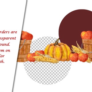 Thanksgiving Seamless Border, Clipart PNG Digital Frame Files, Fall ...