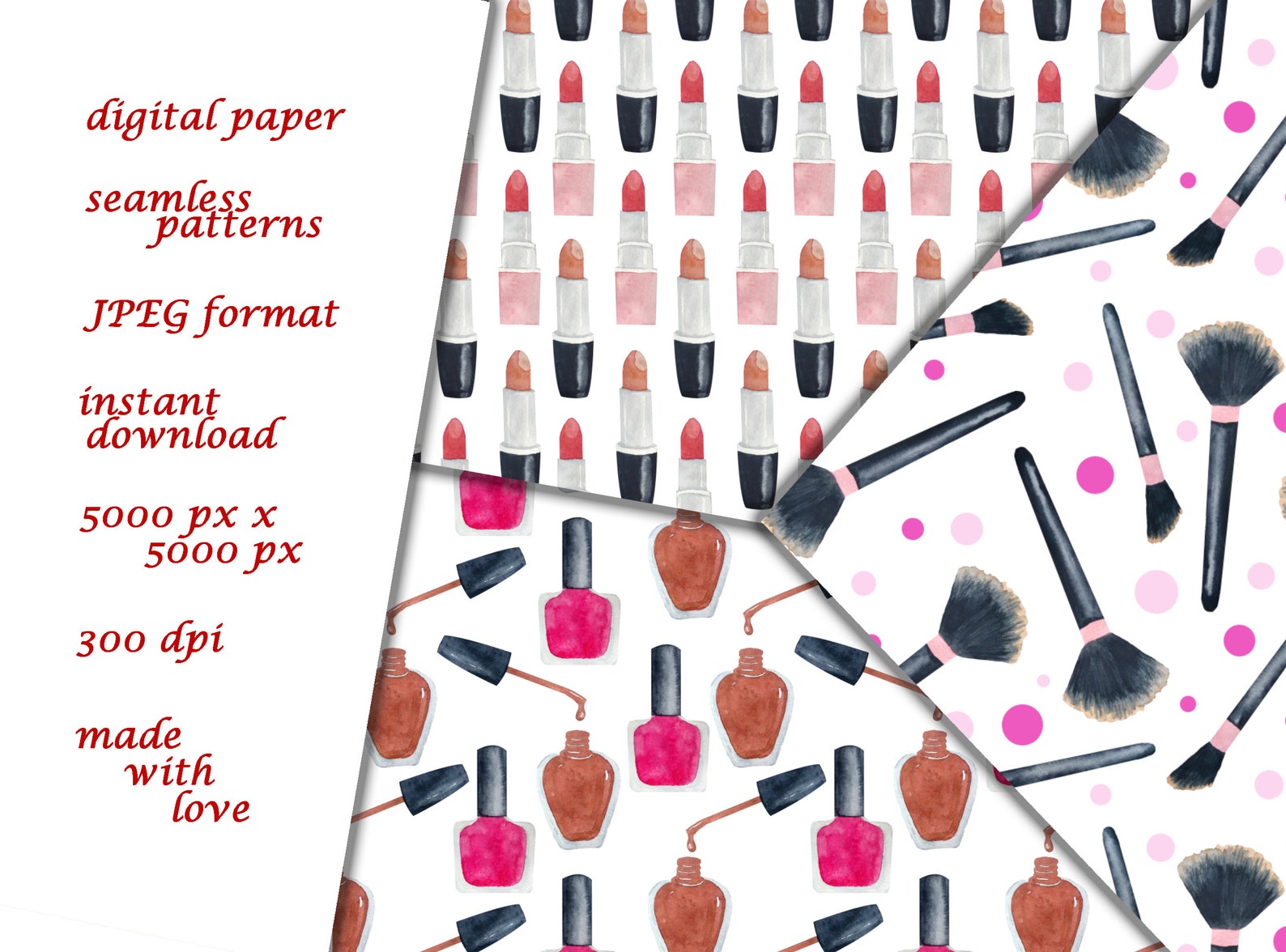 Makeup digital paper Lipstick seamless pattern files | Etsy