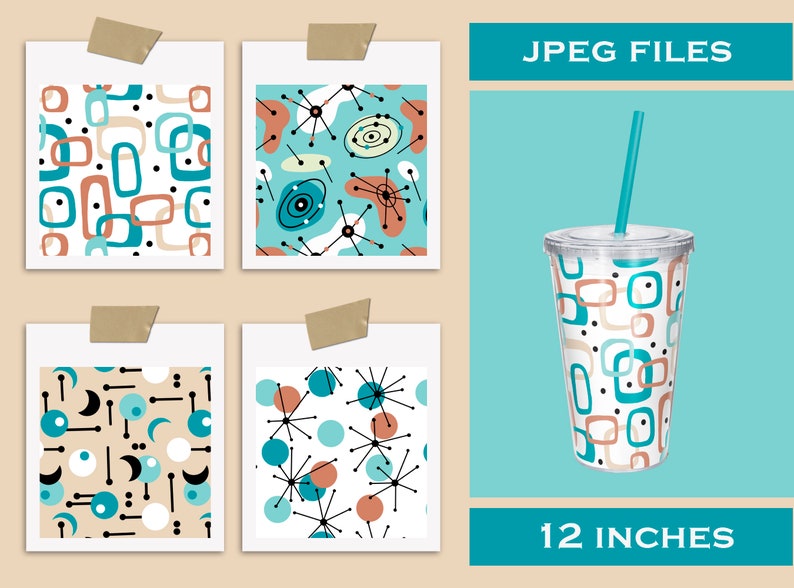 Mid Century Modern Digital Paper 50s 60s Seamless Pattern | Etsy