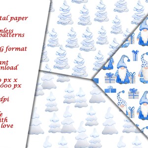 Nordic Gnomes Digital Paper, Scandinavian Seamless Pattern Files ...