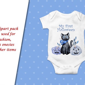 Pastel Blue Halloween Clipart, Cute Kawaii Kid Halloween Png Files ...