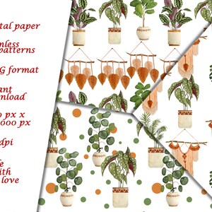 Digital Plants Paper, Potted House Plants Digital Paper, Macrame ...