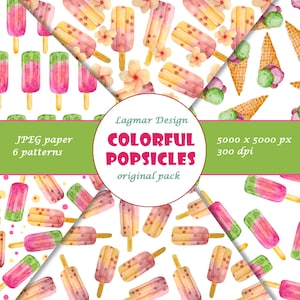 Ice Cream Digital Paper, Summer Digital Paper, Dessert Seamless Pattern ...