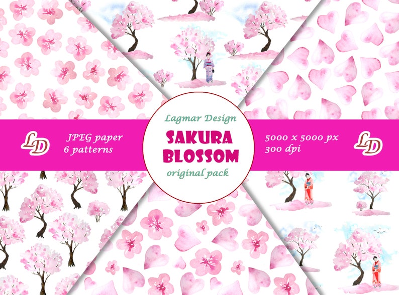 Sakura Digital Paper / Floral Spring Digital Paper / Cherry | Etsy