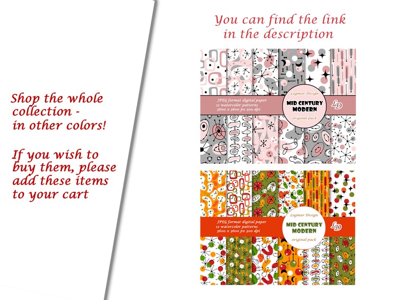 Mid Century Modern Digital Paper 50s 60s Seamless Pattern - Etsy