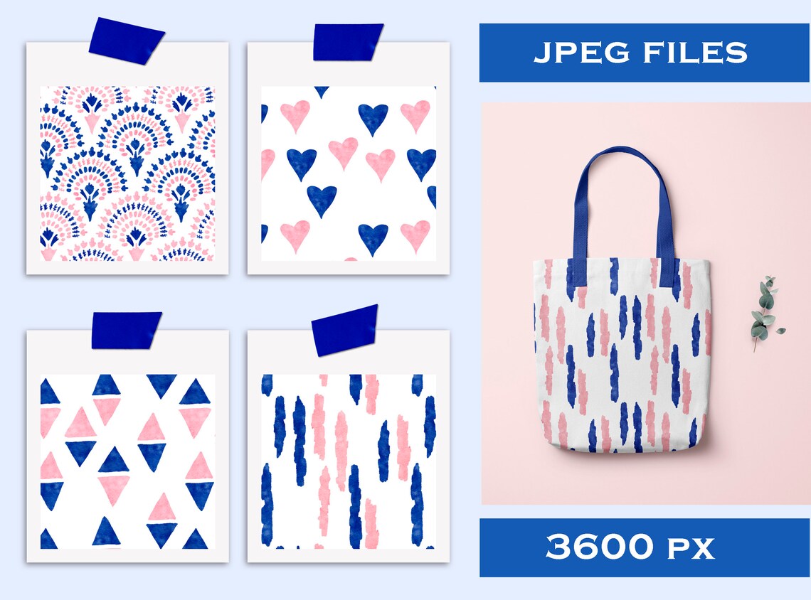 Navy Blush Digital Paper Boho Abstract Seamless Pattern File - Etsy