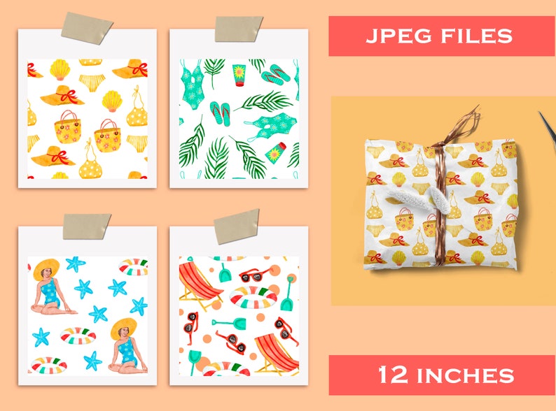 Watercolor Beach Digital Paper Summer Sea Nautical Seamless | Etsy