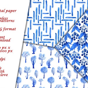 Blue Woodland Digital Paper, Christmas Seamless Pattern Files, Winter ...