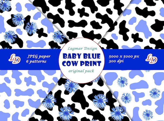 Baby Blue Cow Print Seamless Pattern File Summer Cornflower - Etsy