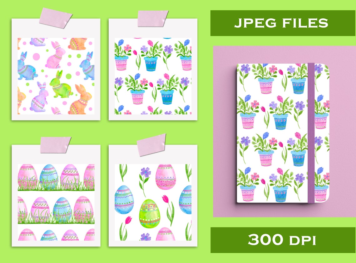 Easter Bunnies Digital Paper Rainbow Seamless Pattern File - Etsy