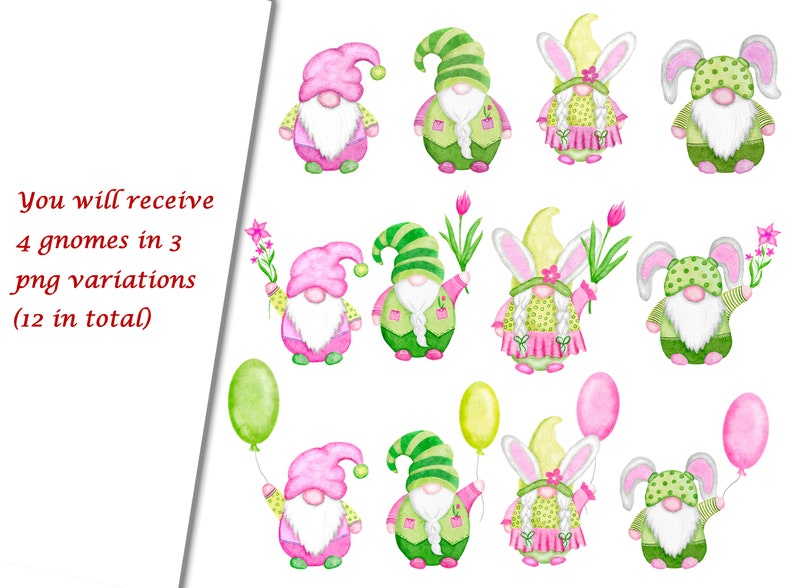 Easter Gnomes Clipart Easter Eggs Trees Flowers Clip Art - Etsy