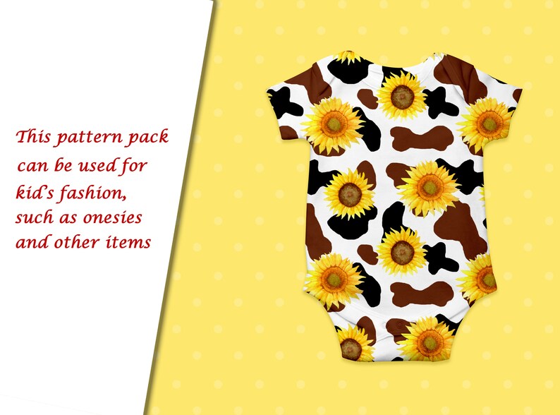 Sunflower cow digital paper Cow girl seamless pattern files | Etsy