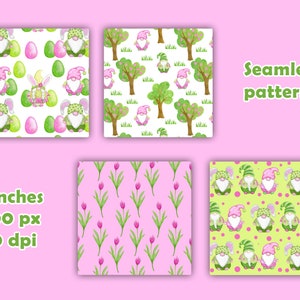 Easter Gnomes Digital Paper, Easter Eggs Seamless Pattern File, Pastel ...