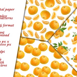 Summer Citrus Digital Paper Pack / Orange Tangerine Seamless Pattern ...