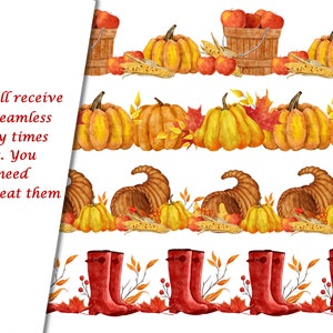 Thanksgiving Seamless Border, Clipart PNG Digital Frame Files, Fall ...